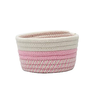 Storage Baskets Woven Basket,Cotton Rope Woven Basket,3.2’’x4.7’’Decorative Basket for Organization,Blanket Storage,Towel,Laundry,Magzine,Basket,Room Organizing or Baby Nursery,Pink