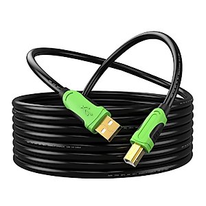 XXONE USB Printer Cable 30ft USB Printer Cable Cord Type A-Male to B-Male Printer USB Cable for Printer/Scanner-Gold-Plated (30FT-A-B)