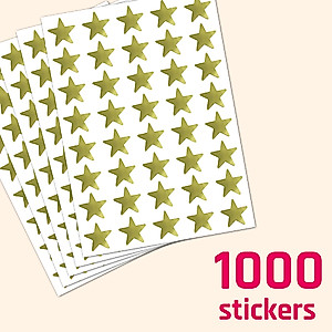 1000 Pack, Gold Foil Star Metallic Stickers, 0.6" Diameter