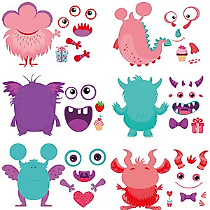 Zonon 24 Pack Valentines Day Cards Craft Kits for Kids, DIY Craft Ornament Valentine Class Game Activities Make Your Own Valentine Cards for Preschool Kindergarten Game