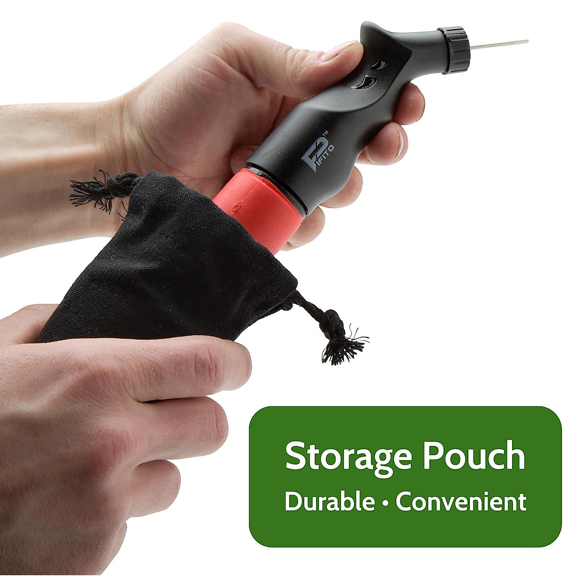 Pifito Ball Pump - Dual Action Hand Air Pump for Soccer Ball, Football, Basketball and Inflatables - Convenient Storage Pouch included - with 4 Additional Needles (1 Pack)