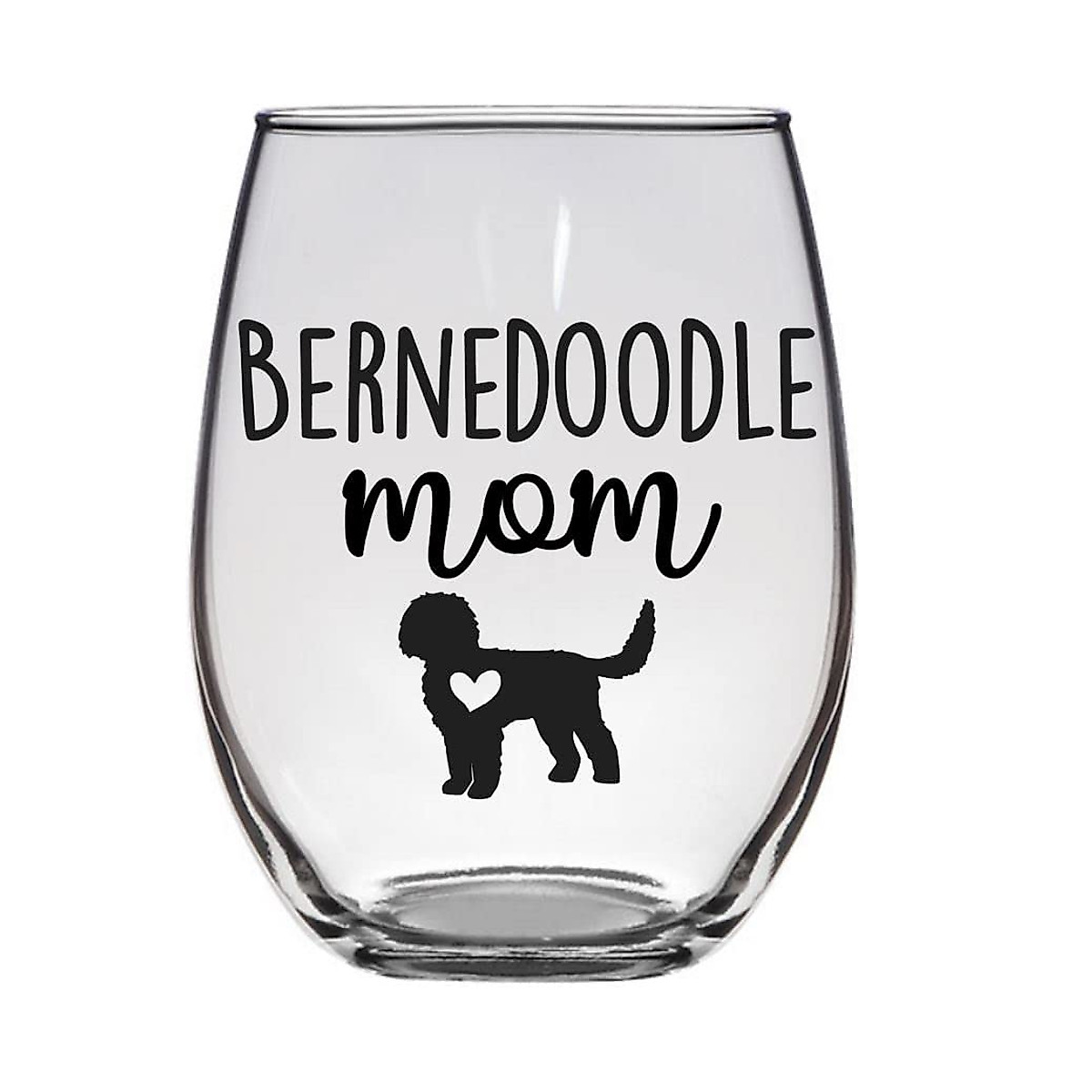 Bernedoodle Mom - Premium 21oz Stemless Wine Glass - Gift for Doodle Dog Lovers