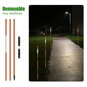 20Pcs Driveway Markers,4Ft Driveway Reflective Poles, Orange Fiberglass Snow Stakes with Reflective Tape for Easy Visibility at Night for Parking Lots, Walkways and Garages Ski Slopes Road (20)