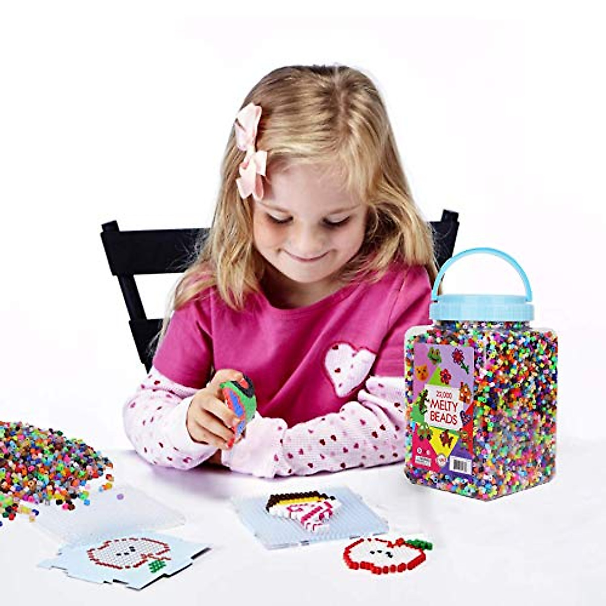 Playkidz Fuse Beads, Bulk Assorted Multicolor Melty Beads for Kids Crafts, Big Bucket of 22000 pcs