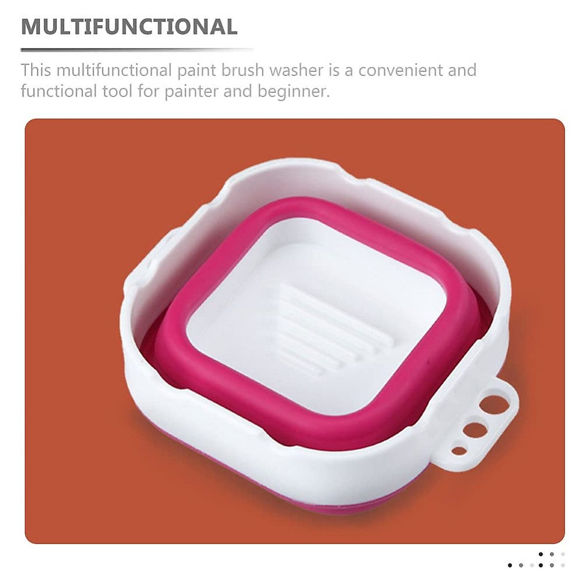 ULTNICE Paint Brush Washer Folding Painting Water Cup Portable Collapsible Painting Washing Bucket Basin Silicone Foldable for Watercolor Acrylic Oil Painting Red