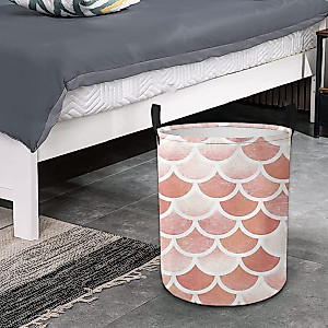 Mermaid Rose Gold Scales Laundry Hamper Laundry Basket Bedroom Room Decor for Women Girls Dirty Clothes Organizer Boys Room Accessories Toy Bin Storage Bag