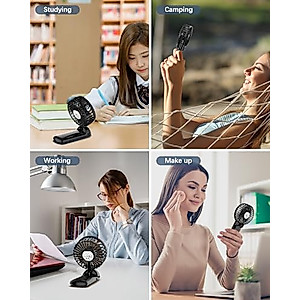 Portable Fan Handheld Fan, Mini Hand Held Fan, 6-15H Cooling Small Personal Fan, 180° Foldable Mini Desk Fan with 4 Quiet Speed, Neck Fan w/Lanyard for Kids Women Men Travel Outdoor Office, Black