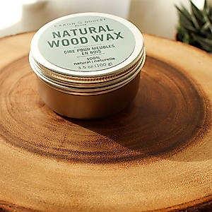 Caron & Doucet - Natural Wood Conditioning Vegan Wax Finish - 100% Plant Based Wood Conditioning and Polishing Wax Finish - Orange Scented - Suitable for Natural Wood Furniture. (3.5oz)