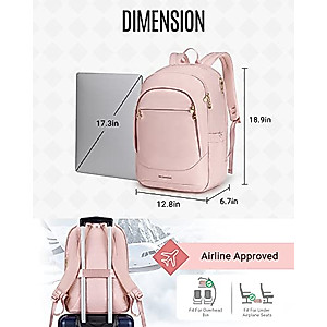LIGHT FLIGHT Women Backpacks Laptop Backpack for Women 17.3 inches Computer Bags for Work Travel College, Gifts for Women, Pink