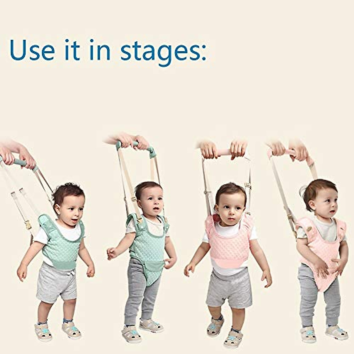 UBRAVOO Handheld Baby Walker Kids Toddler Walking Baby Toys Adjusted Baby Learning Walker Harness Keeper Walking Belt Walk Assistant,Great Gift for 7-24 Months Baby, Blue