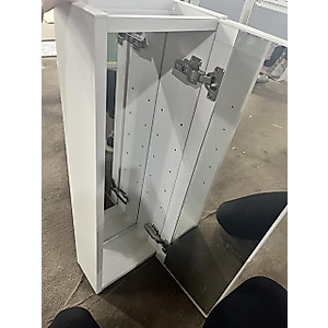 Generic 30x10 inch White Medicine Cabinet with Storage Aluminum Bathroom Medicine Cabinets Mirror Adjustable Glass Shelves Right Open