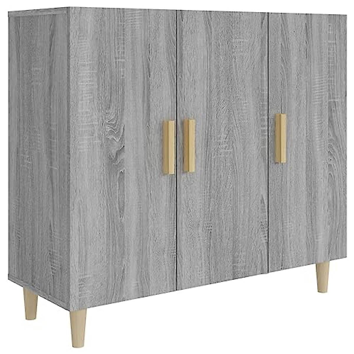 loibinfen Sideboard Buffet Server Storage Cabinet with 3 Doors, Console Table Home Kitchen Sideboard with Wood Legs, Dining Room Furniture Entryway Cupboard, Gray Sonoma 35.4"x13.4"x31.5" -AA