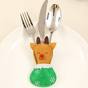 3 Pcs CHRISTMAS Knife Spoon Holder Xmas Fork Bag CHRISTMAS Elements Patterned Silverware Holder Pouch Cutlery Storage Bag for Xmas Party Festival (Without Cutlery)
