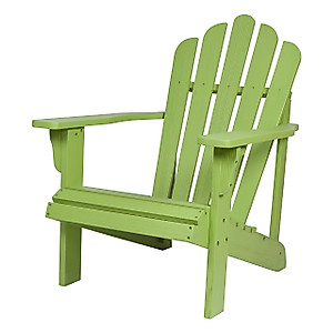 Shine Company Westport Wooden Adirondack Chair, Outdoor Patio Firepit Chairs, Back & Seat Pre-Assembled, Lime Green