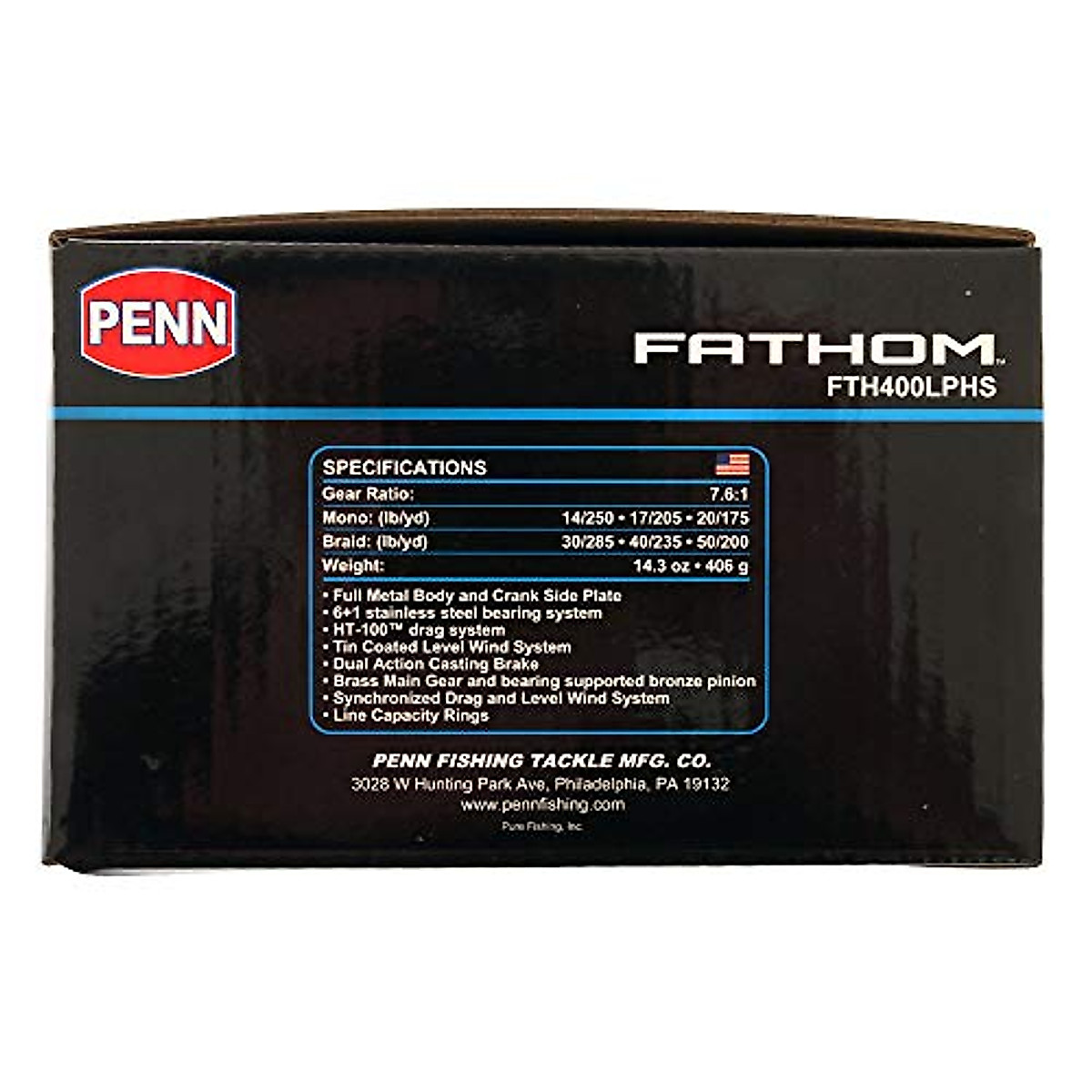 Penn Fathom Low Profile Reel Black Gold 13.9 oz