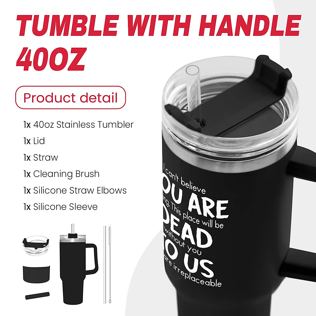 SANDJEST Leaving Job Gifts for Coworkers You Are Dead toUs Tumbler 40oz Stainless Steel with Handle and Straw, Farewell Gifts, New Job Gifts, Going Away Gift for Colleagues Men Women
