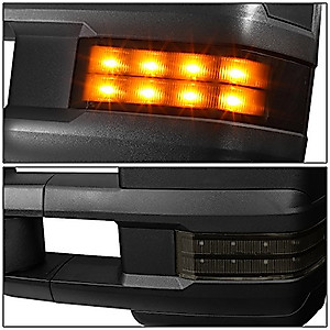 Left Side Black Power Heated Smoked LED Turn Signal Light Side Towing Mirror Compatible with Silverado Sierra K2XX 14-17