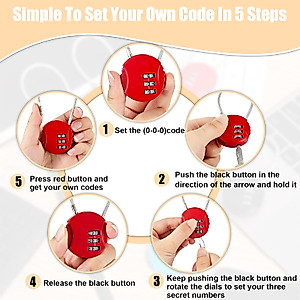 Combination Lock 3 Digit Luggage Locks Small Gate Locks TSA Bag Locks Waterproof Travel Padlock for School Gym Sports Fence Toolbox Gate Case, Hasp Storage (Red, Black, Blue,3 Pieces)