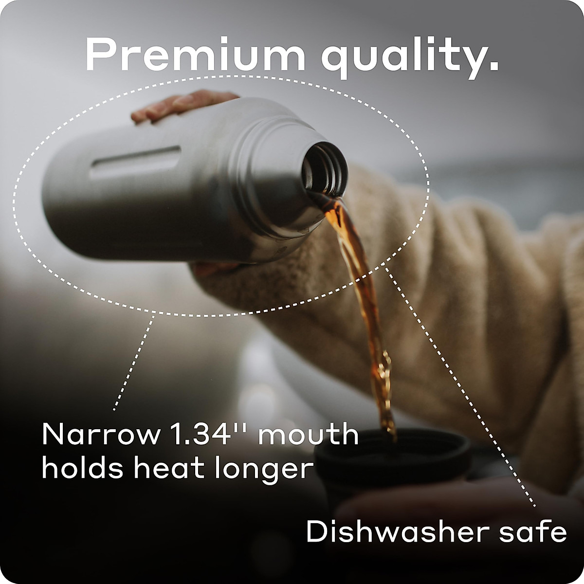 Bobber - 34 oz Vacuum Insulated Stainless Steel Water Bottle with Cup Lid - Dishwasher Safe - Keeps Drinks Hot for 48 Hours and Cold for 72 Hours - Triple Walled Thermo Flask (Matte)