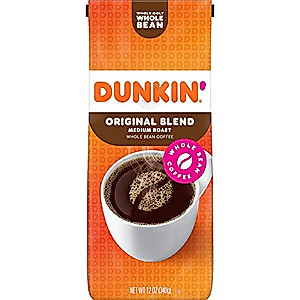 Dunkin' Original Blend Medium Roast Whole Bean Coffee, 12 Ounces (Pack of 6)
