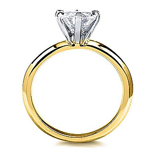 Kobelli Classic Solitaire Round Brilliant Moissanite Engagement Ring 1 Carat 14k Yellow Gold (DEF, VS), 7.5