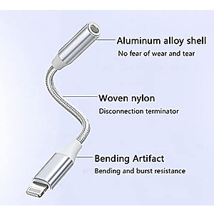 iPhone Headphones Adapter, [Apple MFi Certified] Lightning to 3.5mm Headphone Jack Adapter Lightning to Audio Jack Dongle for iPhone 14/13/13 Pro/12/11/11 Pro/11 Pro Max/X XR Max 8 7