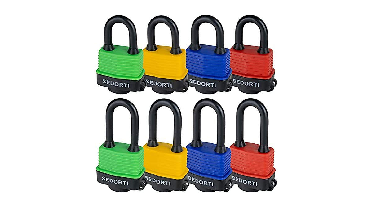 SEDORTI Colored Waterproof Padlocks, Heavy Duty Laminated Steel Lock ...