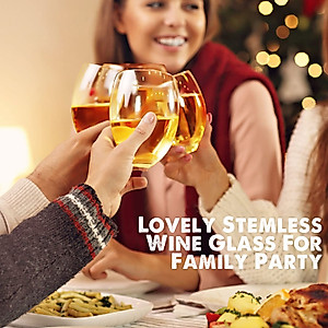 Set of 8 Stemless Wine Glasses 17 Oz, Red or White Wine Clear Glasses, Crystal Drinking Glasses for Wedding Anniversary Birthday Graduation Party Gifts