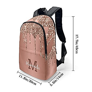 Gold Glitter Personalized Schoolbag, Teen Unisex University Custom Casual Bookbag Travel Laptop Backpack Daypack