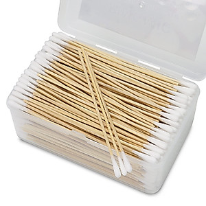 500PCS 6" Cotton Swabs in Storage Box - Long Cotton Swab with Bamboo Handle - Lint Free Cotton Swabs with Wooden Sticks - Highly Absorbent Cotton Tipped Applicators for Makeup, Gun Cleaning, Pet Care