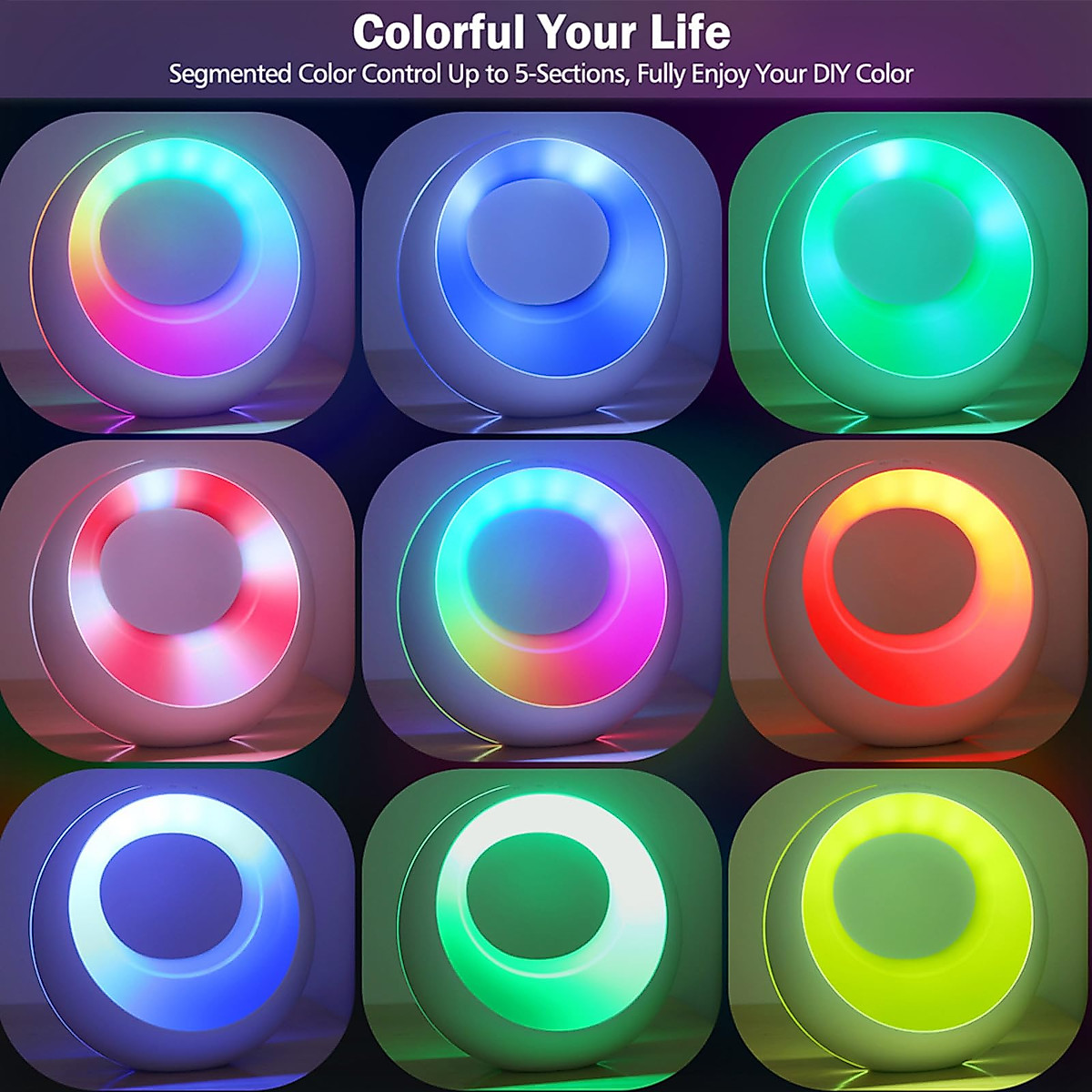 S SUNSBELL Table Lamp Touch Dimmable with Remote Control, LED Touch Night Light with RGB Color Change and 9 Light Modes, Bedside Table Lamps for Bedroom Living Room, Mood Lighting/Gifts (White)