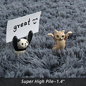 HOMBYS Fluffy Large Area Rug for Living Room 9x12 Feet, 2.4" Plush Dark Grey Carpets for Bedroom Childern Nursery Teens Room, Super Soft Shaggy Furry Rugs Machine Washable Home Decor