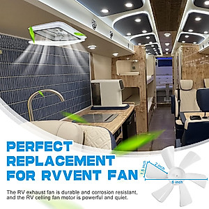 caqeg 14" RV Roof Vent for Camper Trailer Universal White Lid Roof Vent with 12V RV Vent Fan 6" Blades White lid Inner for Garnish Ring