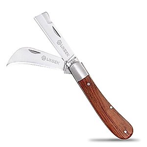 Pruning Knife, Double blade Grafting knife, Stainless Steel Garden Budding Knife, Linsen-outdoors Folding Pocket Knife For Grafting Multi Cutting Tool, Weed Bushes Branches Mushroom Diggig Knife