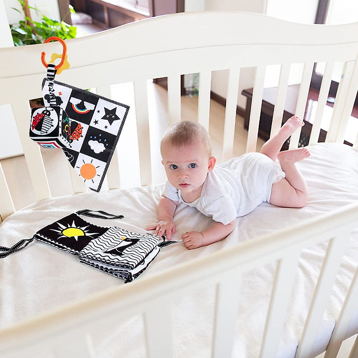 Oarifun 3 in 1 High Contrast Baby Toys 0-3 Months for Newborn, Montessori Tummy Time Toys Sensory Crinkle Toys for Brain Development, Soft Book Toys for Babies Girls Boys Baby Toys