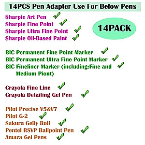 SPPQ 14 Packs Pen Adapter Set Compatible with Cricut (Explore Air, Explore Air 2, Air 3, and Maker,Maker 3), Pen Holder Compatible with (Sharpie/Bic/Crayola/Sakura/Pilot/Pentel)