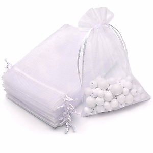 Akstore 100PCS 4x6inch (10x15cm) Drawstring Organza Jewelry Favor Pouches Wedding Party Festival Gift Bags Candy Bags (White)