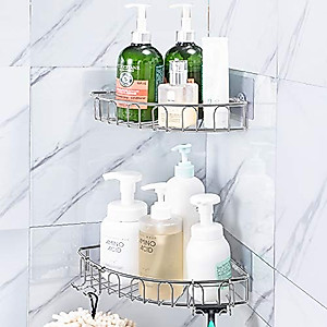 Orimade Corner Shower Caddy Organizer bundle with Rectangle Shower Shelves and Soap Dish Holder
