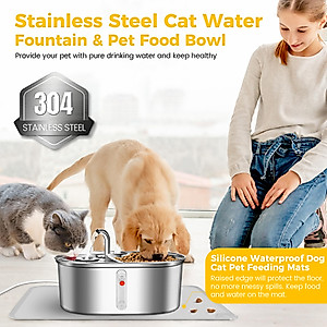 Easterville 4 PCS Replacement Filters for Stainless Steel Cat Water Fountain, Two Spout Pet Water Fountain Four Filtration Filters, 3L/101oz Dog Water Dispenser, 4 x Carbon Filter, 4 x Sponge Filter