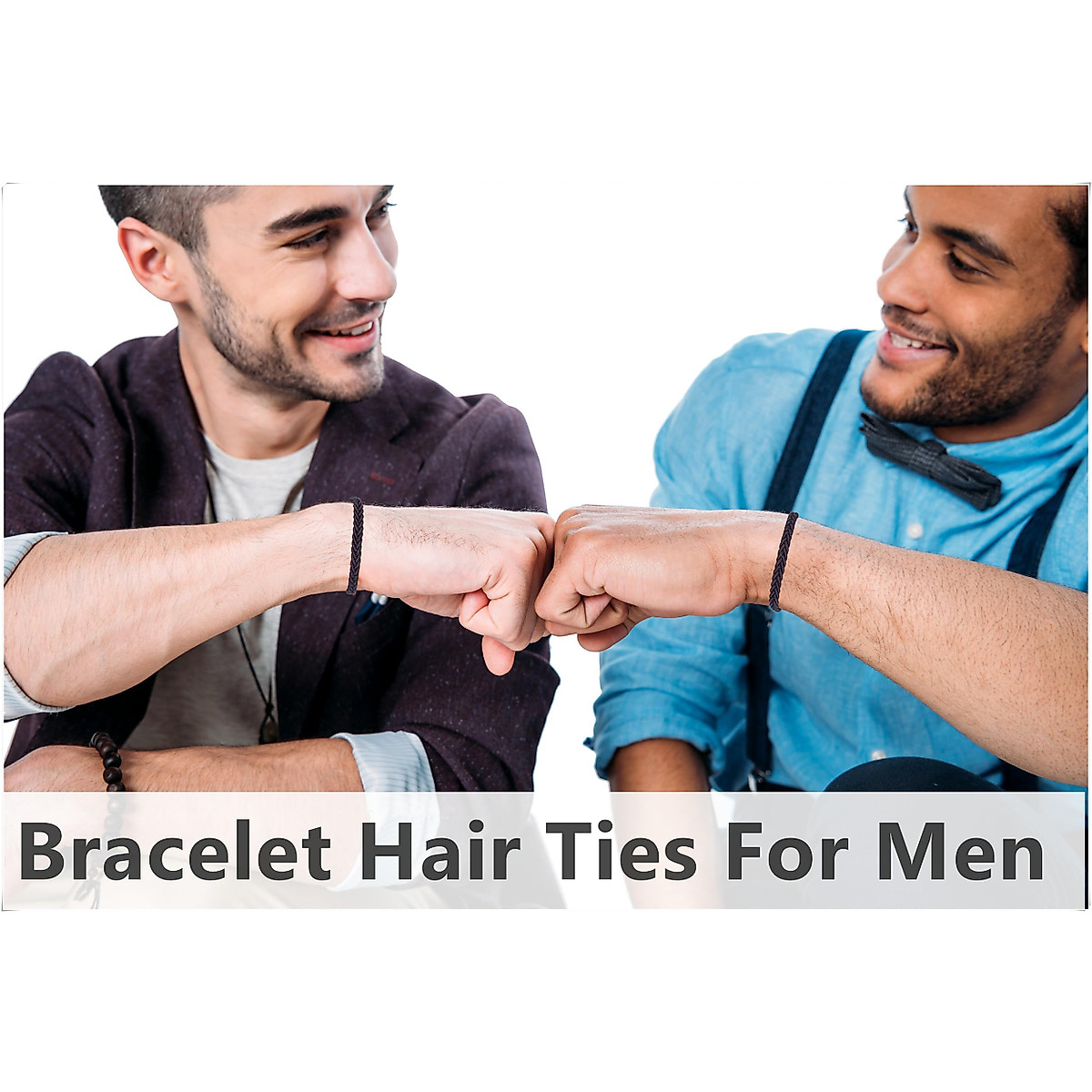 WDGROW Large Braided Mens Hair Ties, for Longhairs Men Bun,Thick Black Pony Tails Ties for Women,Guys, Bracelet Hair Tie,For Thick and Thin Hair,12 Packs,Durable (Black)