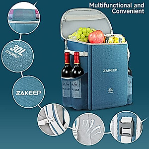 ZAKEEP Cooler Backpack, 39 Cans Large Capacity Anti-Leaking Cooler Backpack with Mesh Pocket, Adjustable Shoulder Straps for Camping Picnics (Blue)