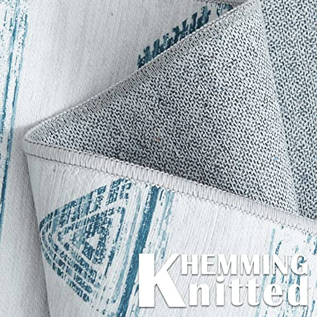 jinchan Area Rug 8x10 Bedroom Rug Boho Rug Outdoor Moroccan Floor Cover Rug Mudcloth Rug Geometric Bohemia Mat Blue Diamond Non Slip Carpet for Living Room Kitchen Rug Dining Room Bathroom