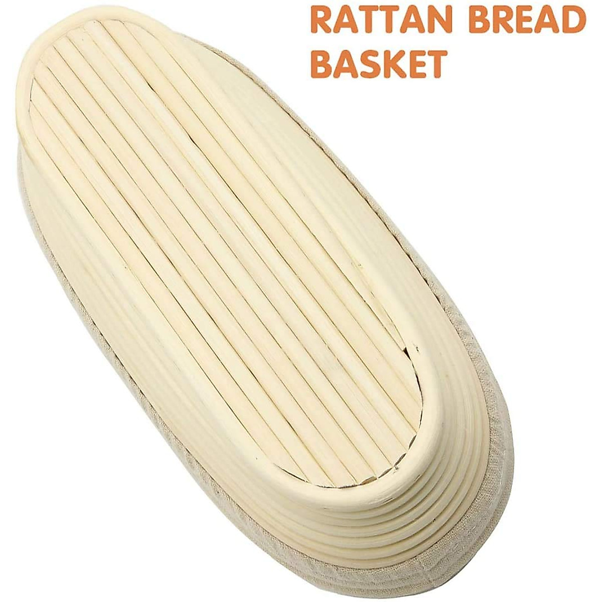 2 PCS 8 inch Oval Long Banneton Brotform Bread Dough Proofing Rising Rattan Basket & Liner for Professional & Home Bakers