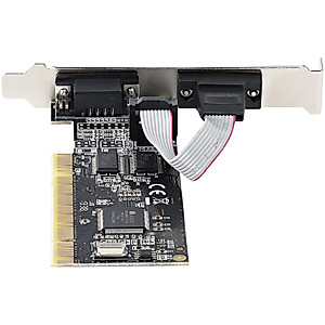 StarTech.com 2-Port PCI RS232 Serial Adapter Card - PCI Serial Port Expansion Controller Card - PCI to Dual Serial DB9 Card - Standard (Installed) & Low Profile Brackets - Windows/Linux (PCI2S5502)