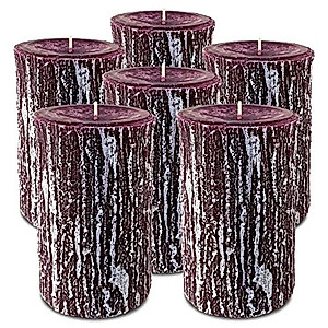 Hyoola Timberline Pillar Candles - 6 Pack - Purple Pillar Candles - European Made Rustic Pillar Candle - 3 Inch x 5 Inch