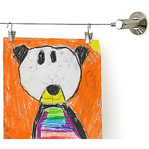 Art Display for Kids Artwork - 10ft Alloy Steel Wire with 48 Clips | Willow & Eva