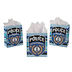 Fun Express - Med Police Party Gift Bags for Birthday - Party Supplies - Bags - Paper Gift W & Handles - Birthday - 12 Pieces
