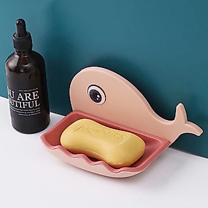 2Pack Cute Soap Dish, Whale Shape Wall-Mounted Soap Tray Whale Sponge Holderfor Counter Top Bathroom Kitchen and Shower