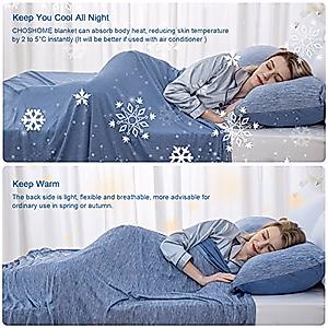 CHOSHOME Cooling Blanket for Hot Sleepers Lightweight Summer Cold Thin Blankets for Sleeping, Hot Flashes Night Sweats, Soft Blanket for Bed, Twin Size, Blue