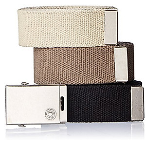 Levi's Mens Cut To Fit 3 Pack Web With Buckle Belt, Black/Olive/Khaki